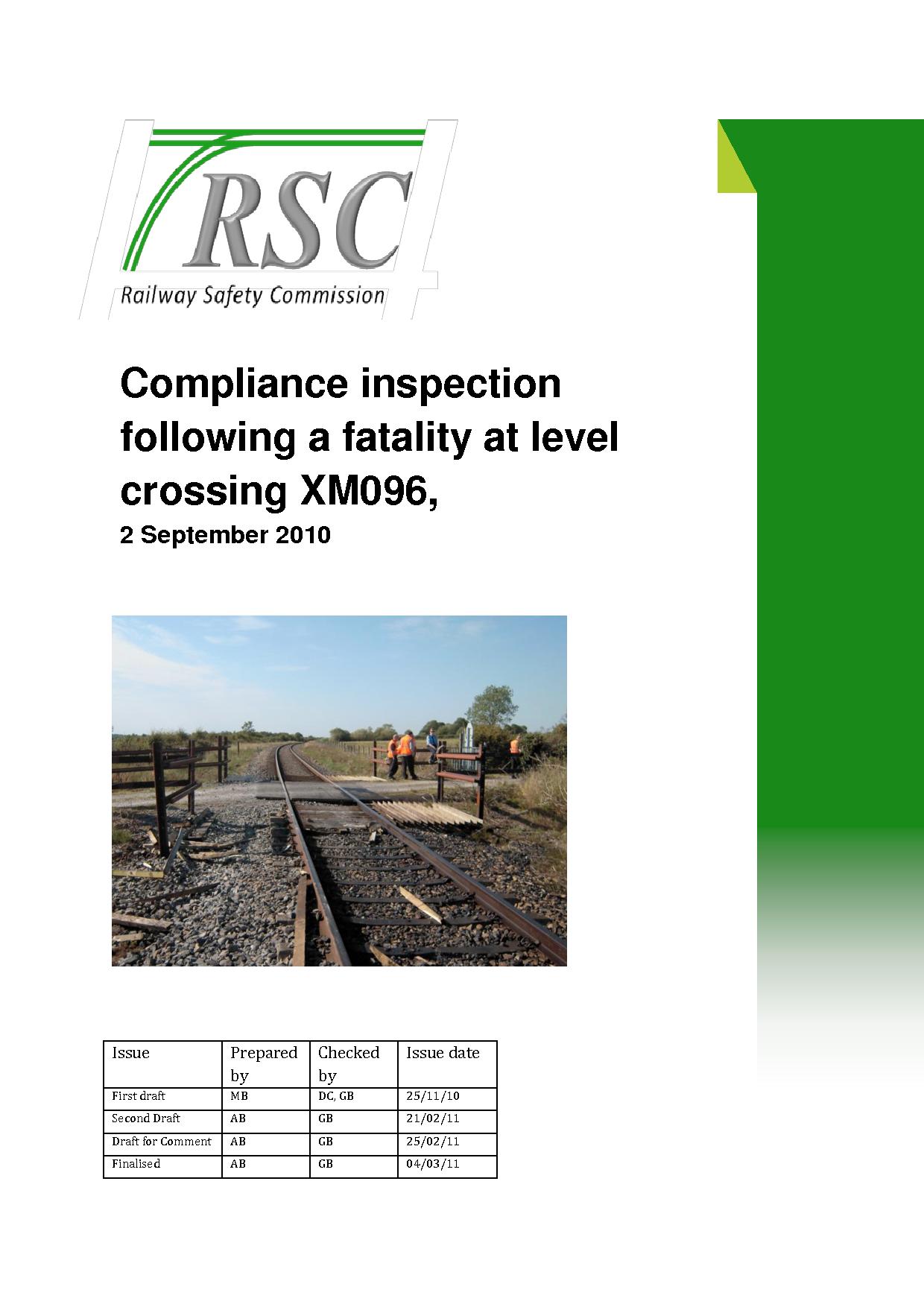 RSC Audit - Compliance inspection following a fatality at level ...