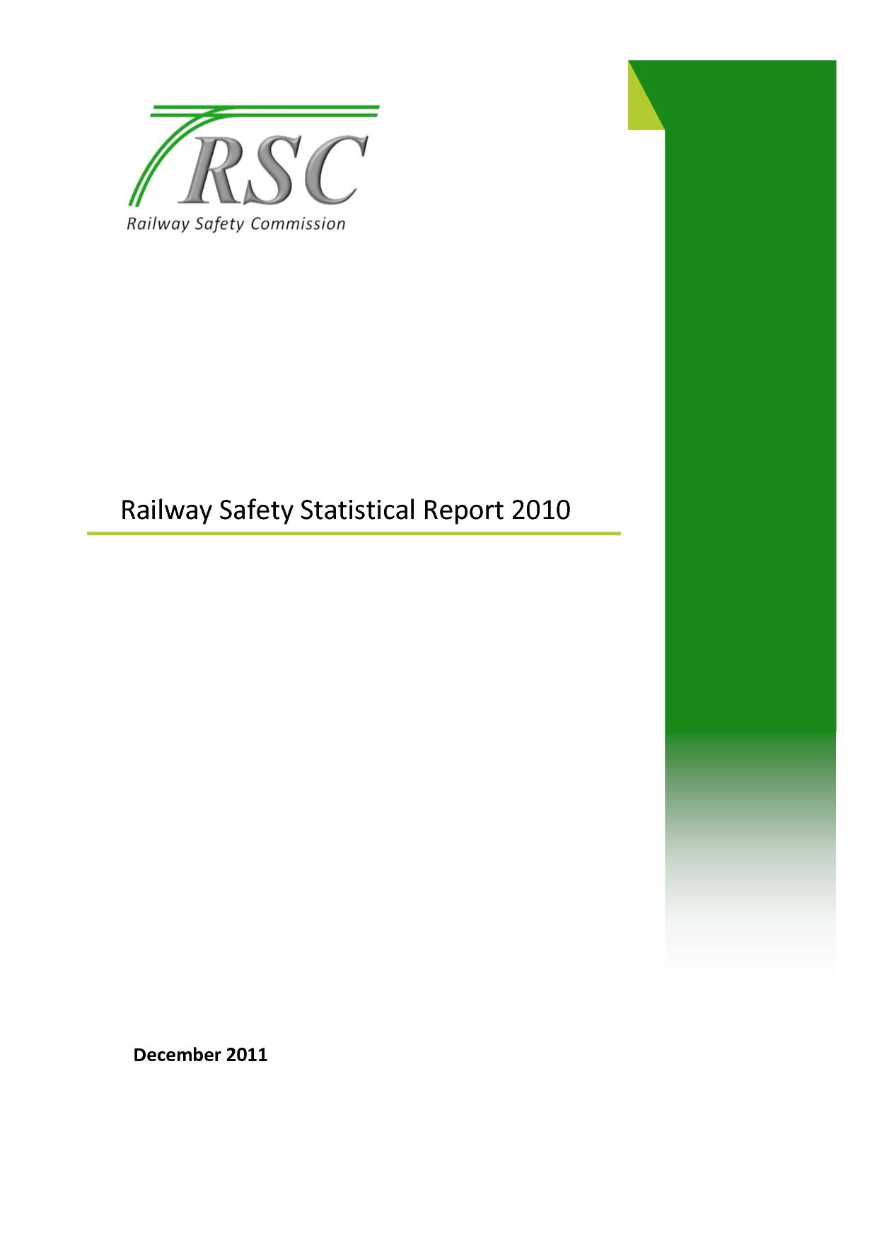 Safety Statistical Report 2010 | Commission for Railway Regulation